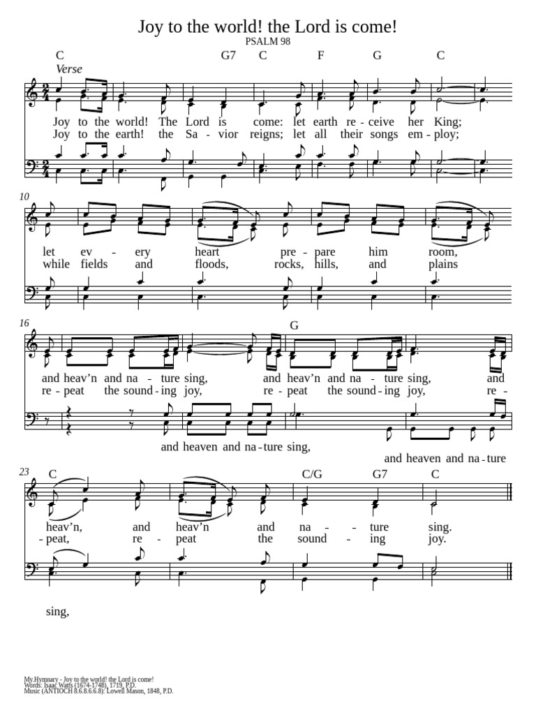Hymn - Joy To The Lord | PDF