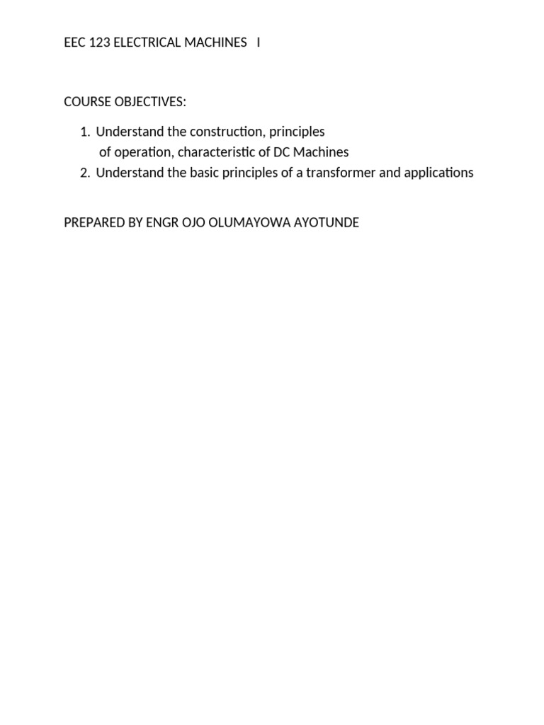 Eec 123 Electrical Machines I | PDF | Electromagnetic Induction ...