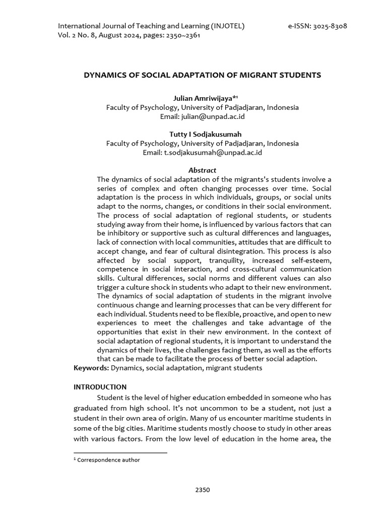 DYNAMICS+OF+SOCIAL+ADAPTATION+OF+MIGRANT+STUDENTS | PDF | Community ...