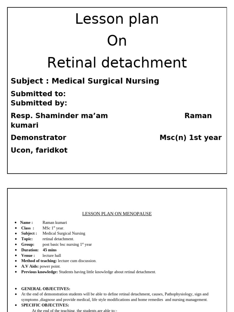 Retinal Detachment Nursing Care Plan | PDF | Menopause | Hot Flash