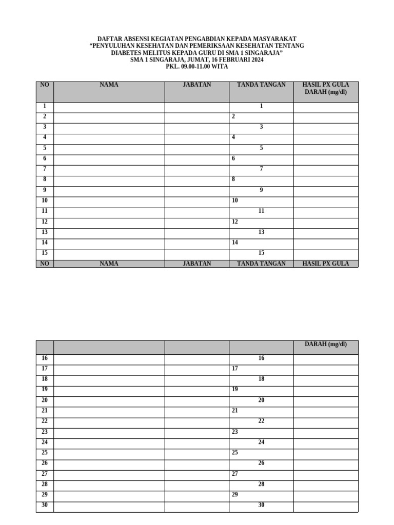 Daftar Absensi Kegiatan Pengabdian Kepada Masyarakat | PDF