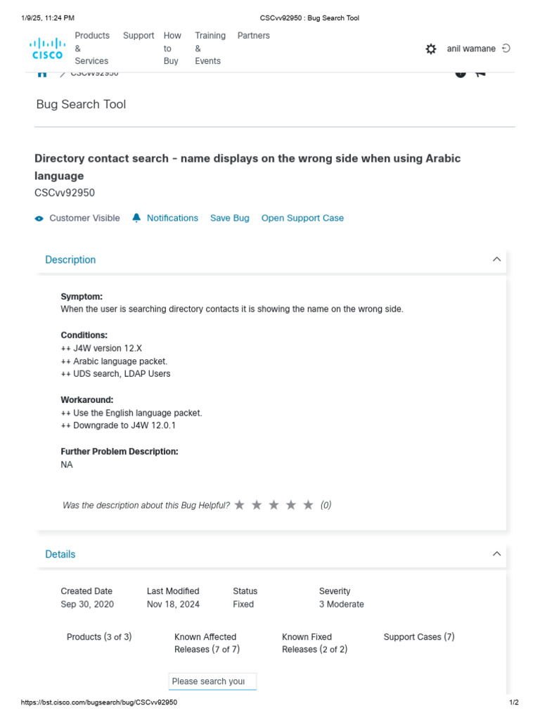 Cisco Bug Search: Jabber Name Issue | PDF | System Software | Computing