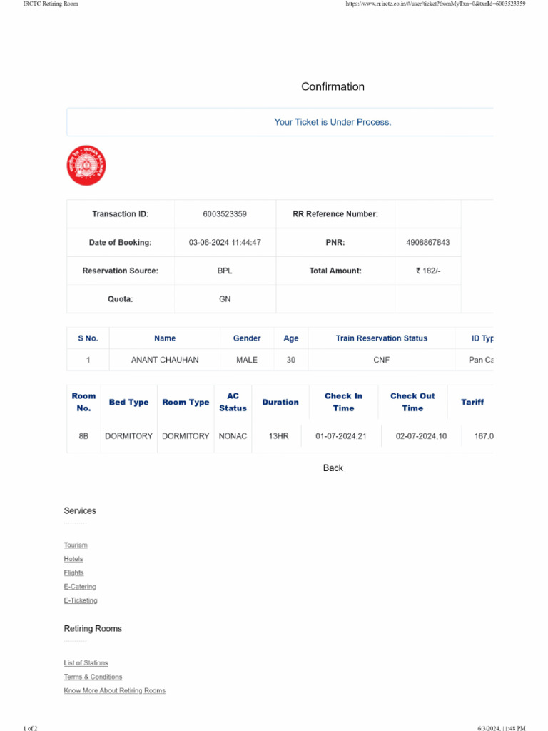 dormitory booking | PDF