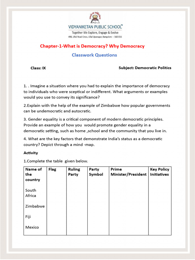 Understanding Democracy: Key Concepts and Examples | PDF