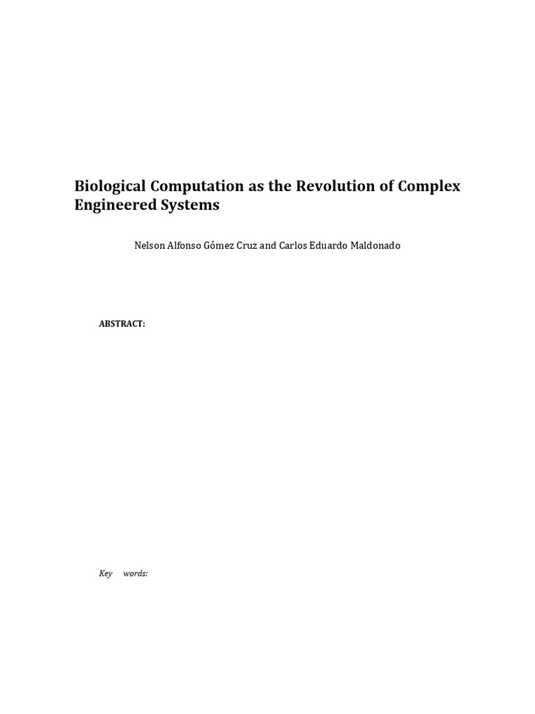 Biological Computation As The Revolution of Complex Engineered Systems | PDF | Computational ...