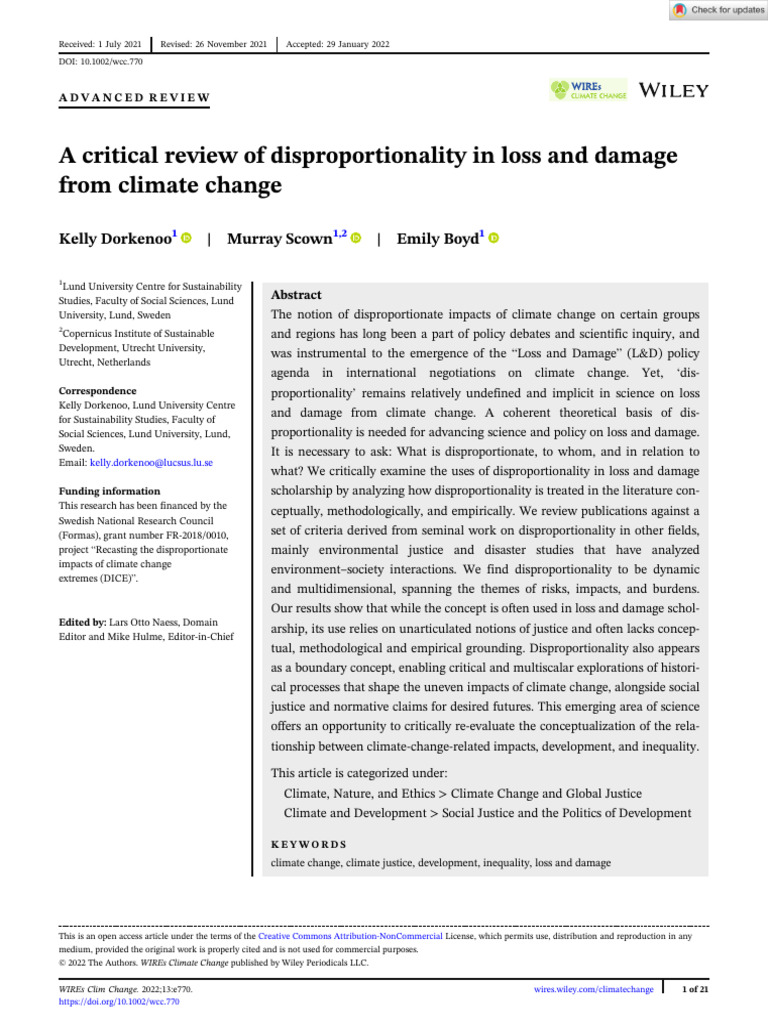 WIREs Climate Change - 2022 - Dorkenoo - A Critical Review of ...