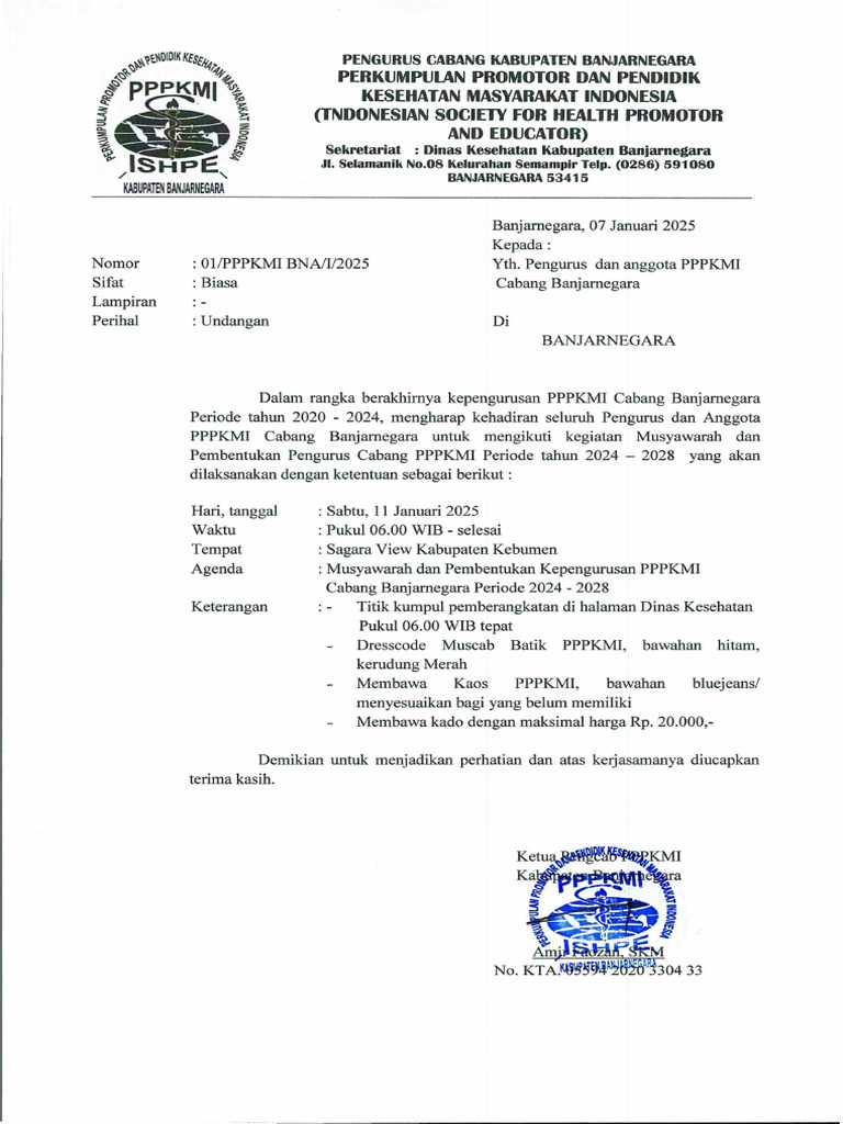 Undangan Muscab PPPKMI Banjarnegara | PDF
