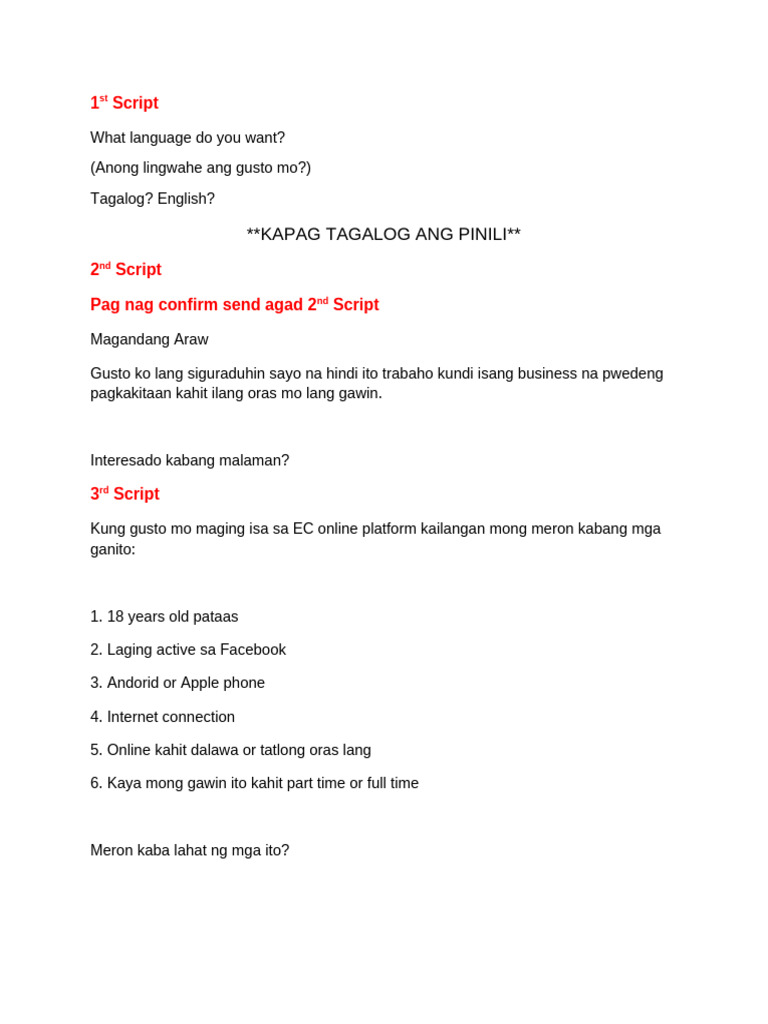 Script Tagalog | PDF