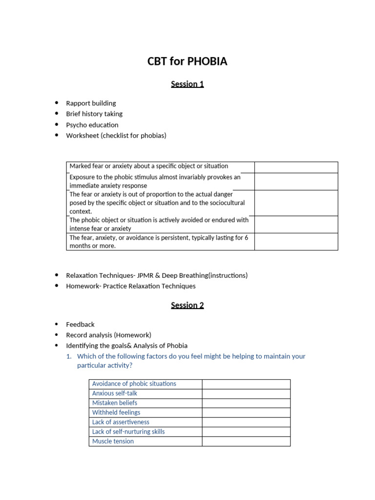 CBT module for Phobia (1) | PDF | Phobia | Anxiety