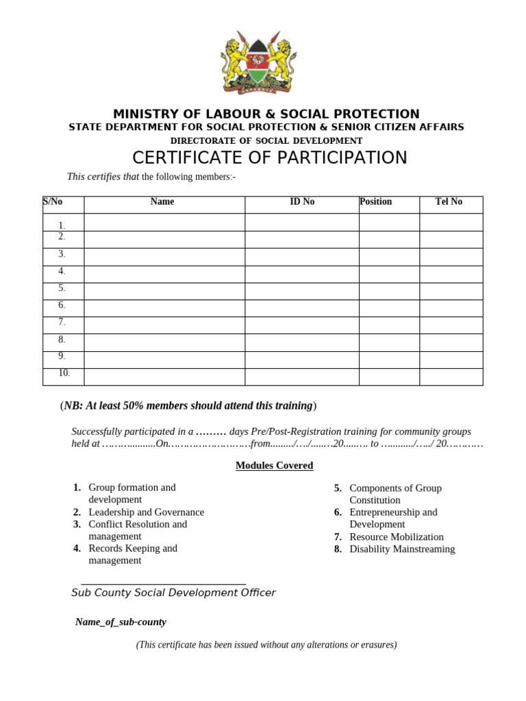 Certificate of Participation Template - Community Groups (1) (2024 - 08 ...