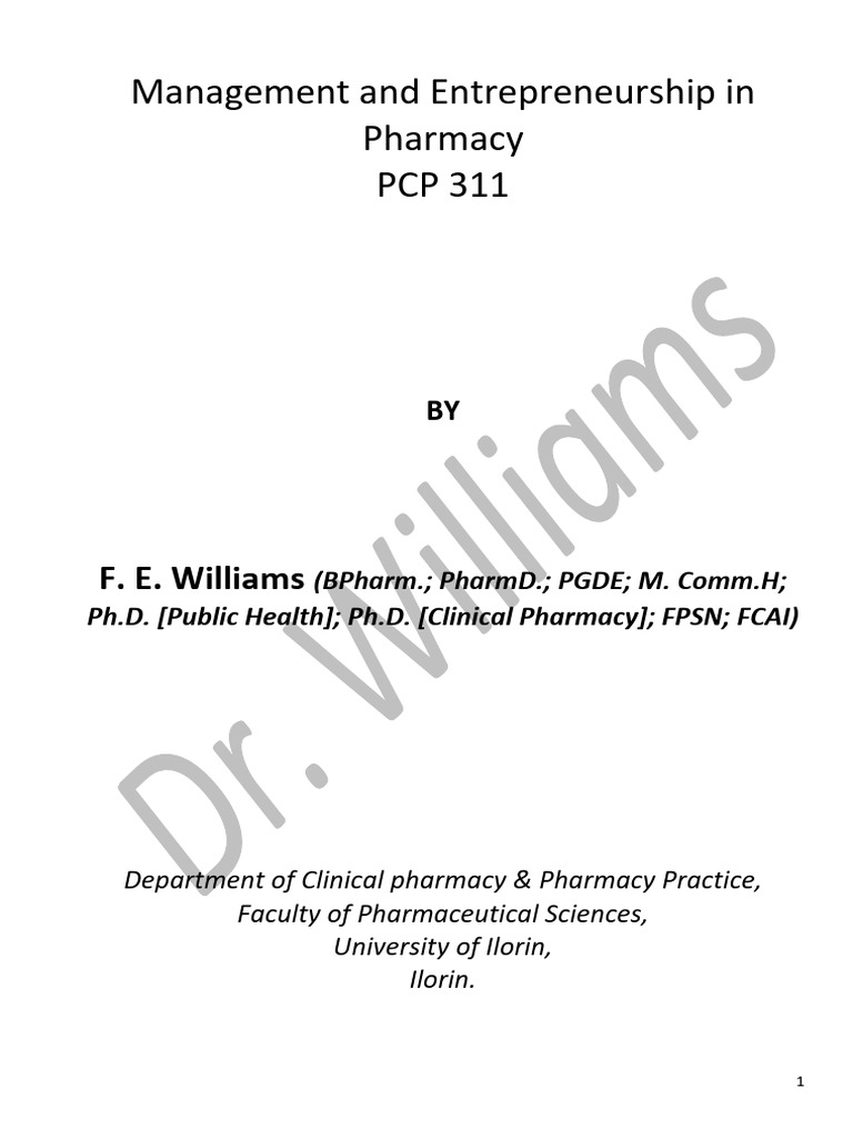 PCP 311 Clinical Pharmacy 300 Level | PDF | Equity (Finance) | Retained ...