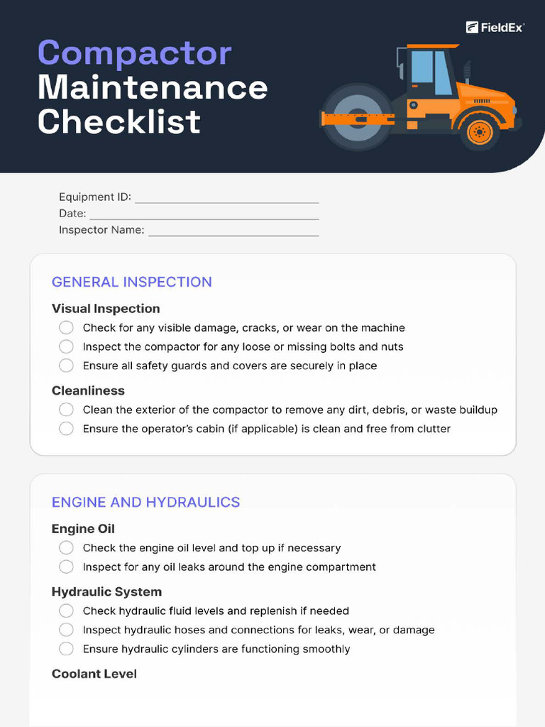 Compactors Maintenance Checklist | PDF