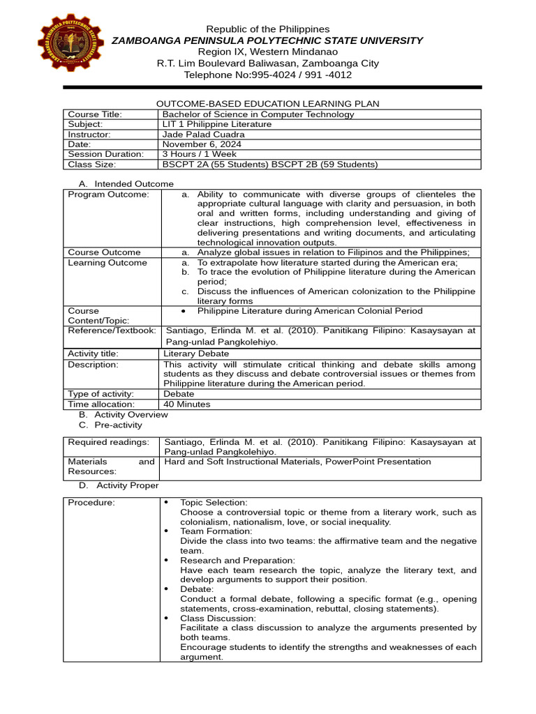 OBE LIT 1 WEEK 12 | PDF | Critical Thinking | Thought