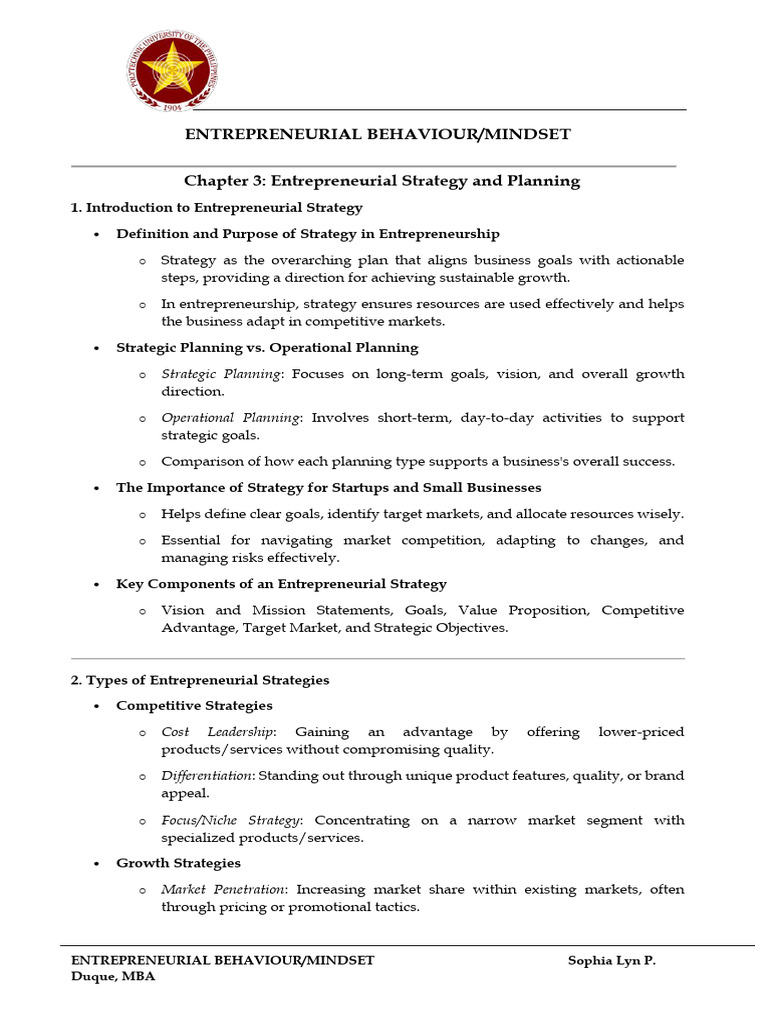 Bse I Entr 101 | PDF | Entrepreneurship | Strategic Planning