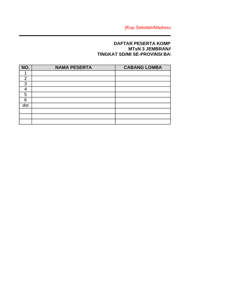 Form Data Peserta KOMPASENA 2024 | PDF