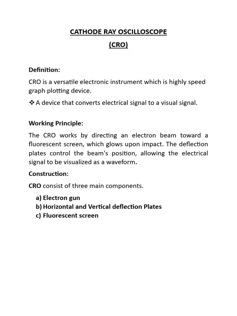 Understanding Cathode Ray Oscilloscope | PDF | Cathode | Electron