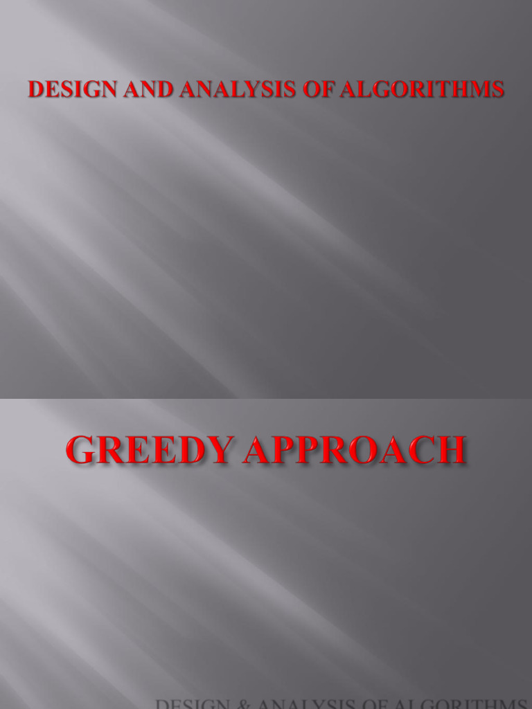 DAA Lec 9 Greedy Approach | PDF | Code | Computer Programming