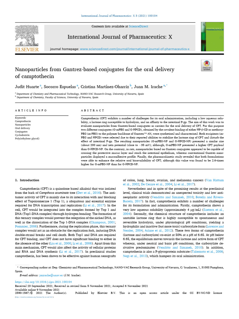Nanoparticles From Gantrez-Based Conjugates | PDF | Chemistry ...