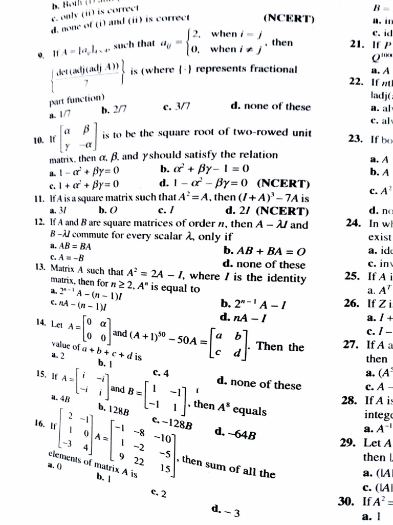 matrix problem | PDF | Matrix (Mathematics) | Determinant matrix problem | PDF | Matrix (Mathematics) | Determinant