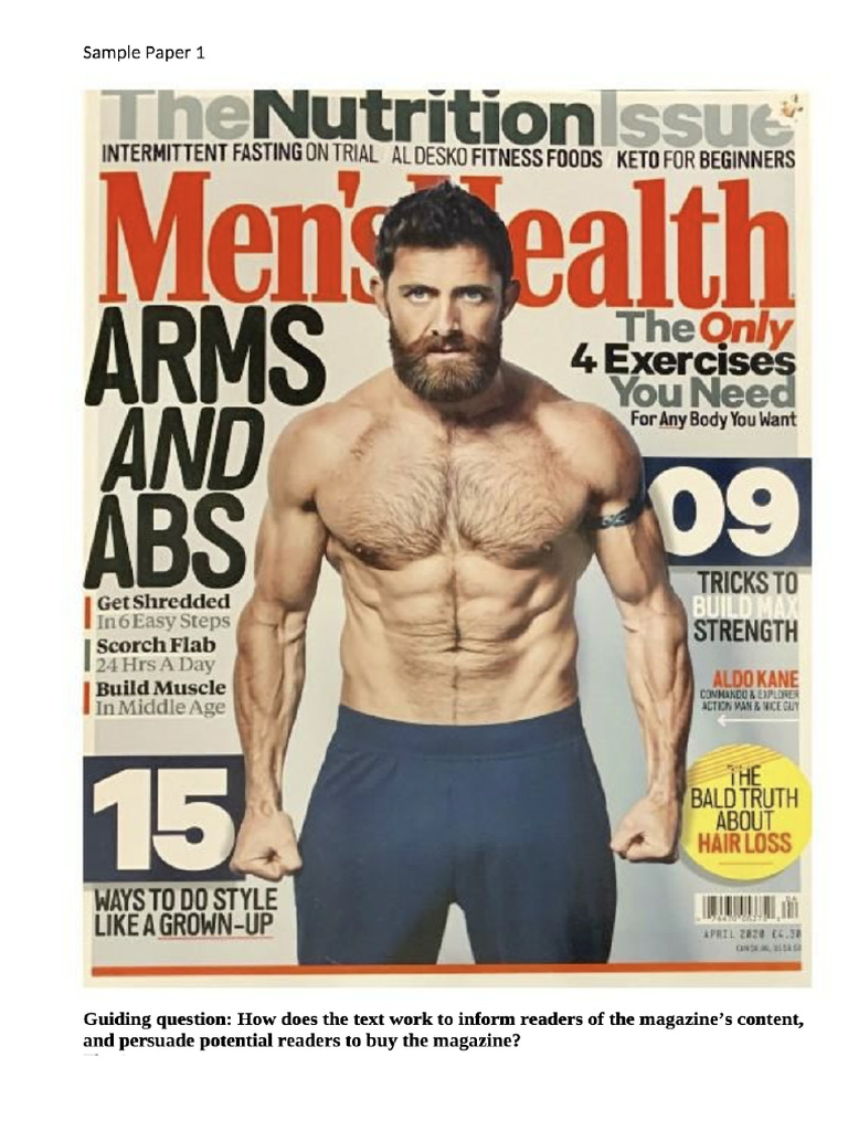 Mens Health Magazine Cover Paper 1 English A Language and Literature | PDF