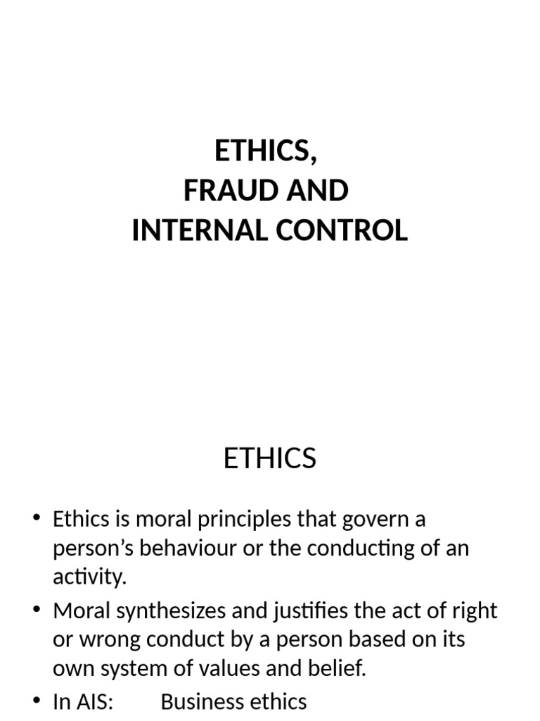 3 ETHICS, FRAUD AND INTERNAL CONTROL | PDF | Internal Control | Fraud