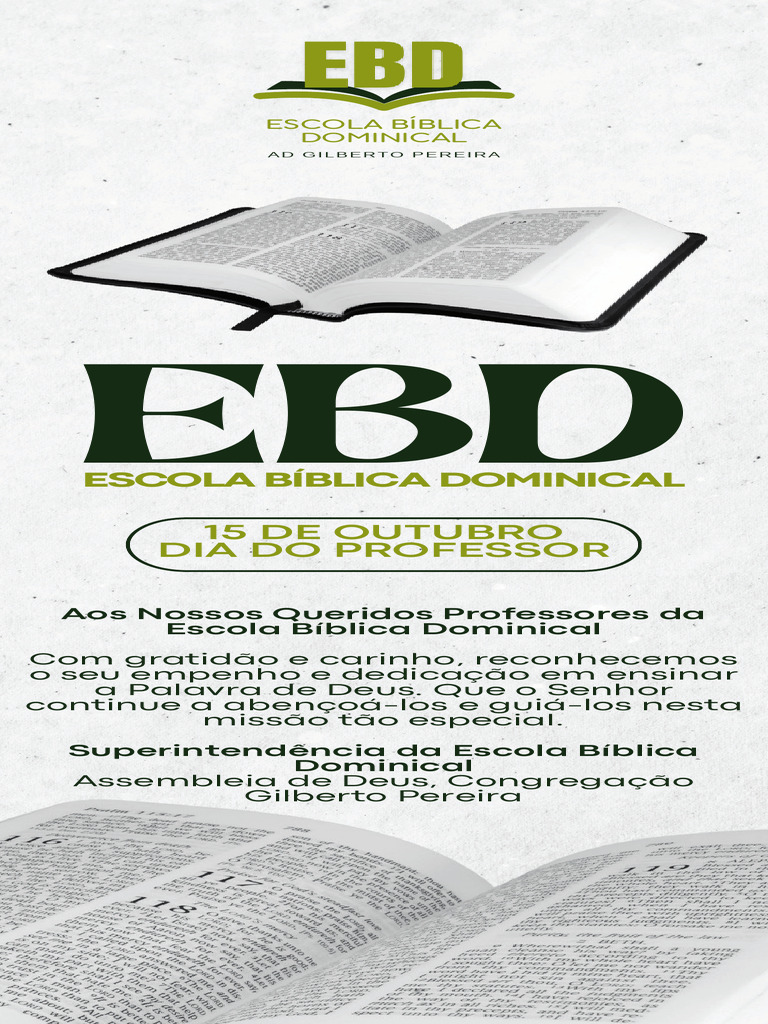 Homenagem ao Dia do Professor EBD | PDF
