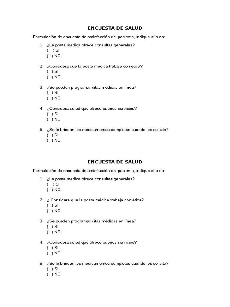 ENCUESTA DE SALUD--- | PDF