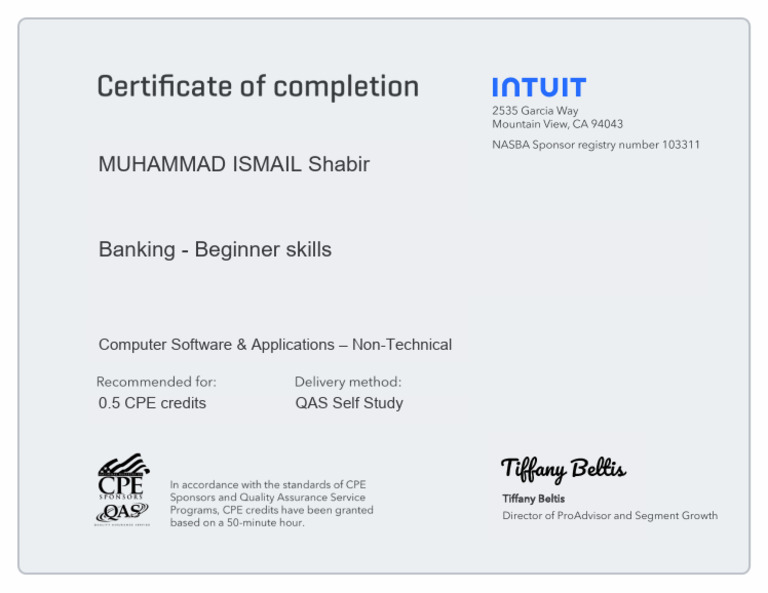 CPE Credit - Banking-Beginnerskills - MUHAMMAD ISMAIL Shabir | PDF
