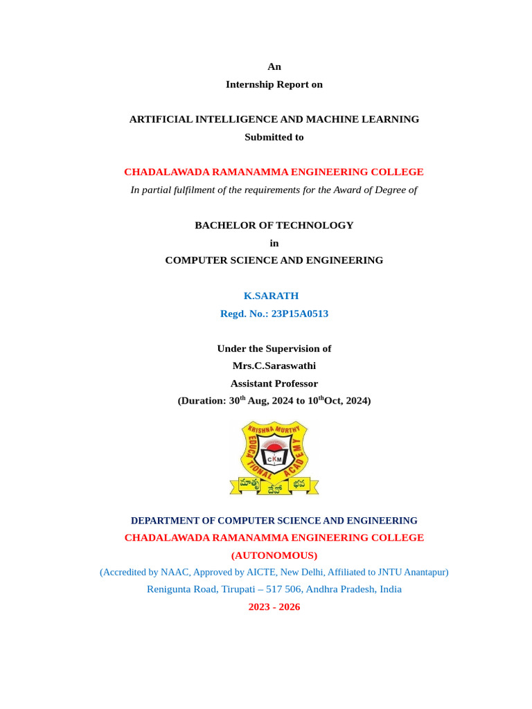 Internship-report-on-ai | PDF | Machine Learning | Support Vector Machine