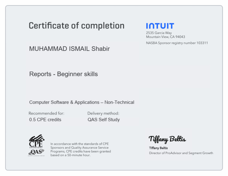 CPE credit - Reports-Beginnerskills - MUHAMMAD ISMAIL Shabir | PDF