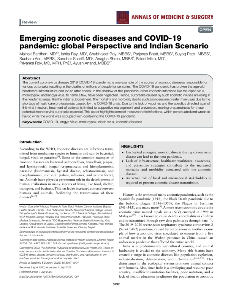Emerging Zoonotic Diseases and Covid 19 Pandemic .35 | PDF | Zika Fever ...