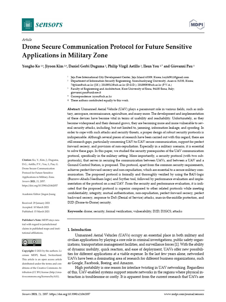 Drone Secure Communication Protocol For Future Sen | PDF | Security | Computer Security