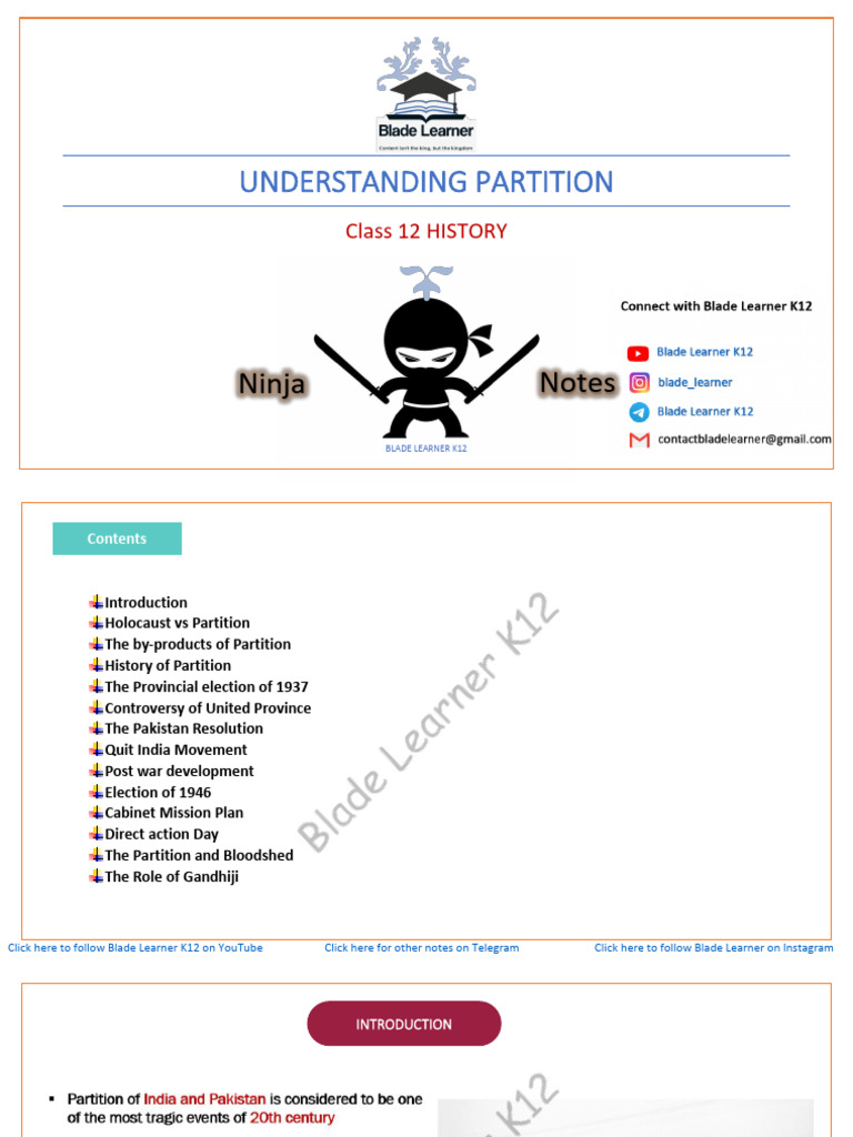 Class 12 History: Understanding Partition | PDF | Partition Of India ...