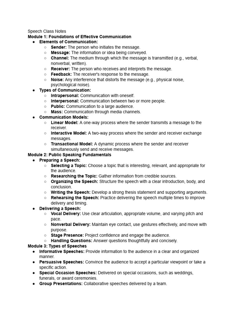 Speech 101 Class Notes | PDF | Communication | Nonverbal Communication Speech 101 Class Notes | PDF | Communication | Nonverbal Communication