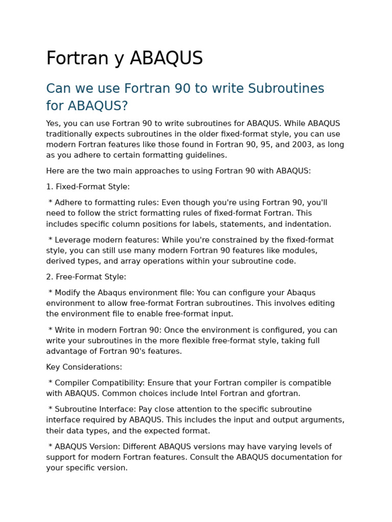 Fortran y ABAQUS | PDF | Parameter (Computer Programming) | Computer Programming