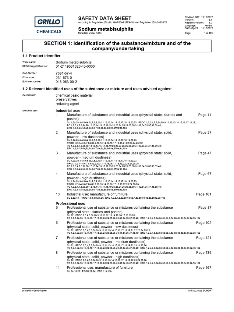 Msds Smbs Grillo | PDF | Dangerous Goods | Toxicity