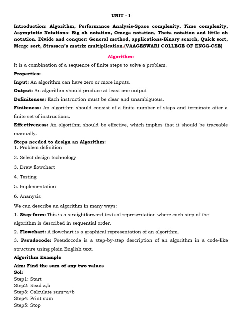 DAA-unit1 | PDF | Time Complexity | Algorithms