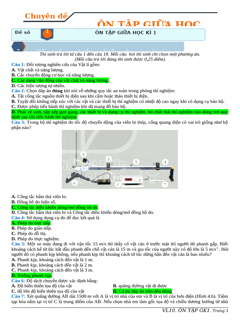 L10 - BỘ ĐỀ ÔN GK1 - CN | PDF