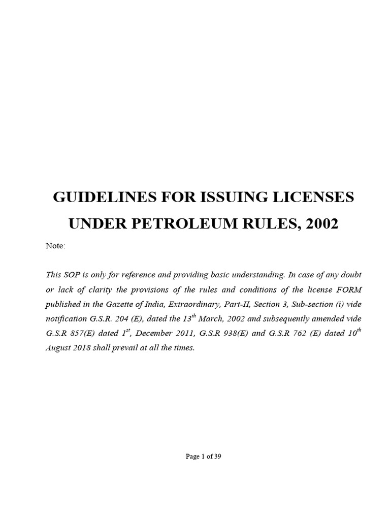Petroleum Rules 2002 - SOP | PDF