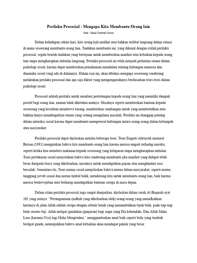 Perilaku Prososial: Mengapa Kita Membantu Orang Lain | PDF