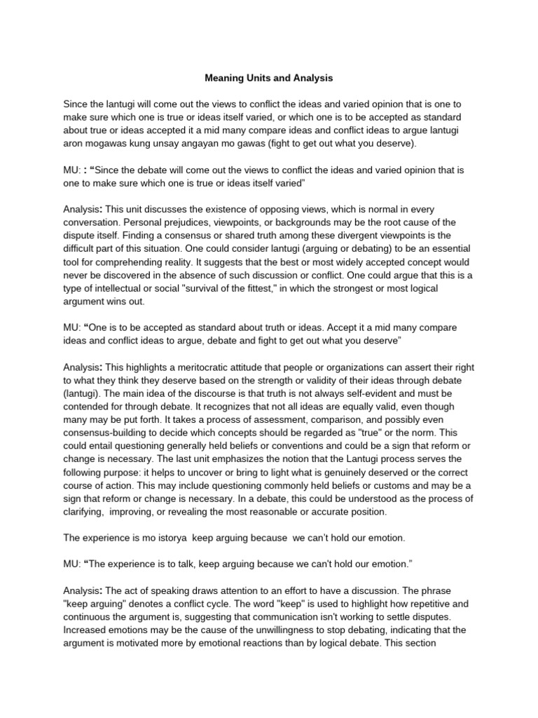 Meaning Units and Analysis | PDF | Critical Thinking | Reason