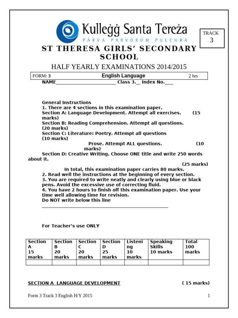 Form 3 English Half-Yearly Exam 2015 | PDF | Vampires | Batman