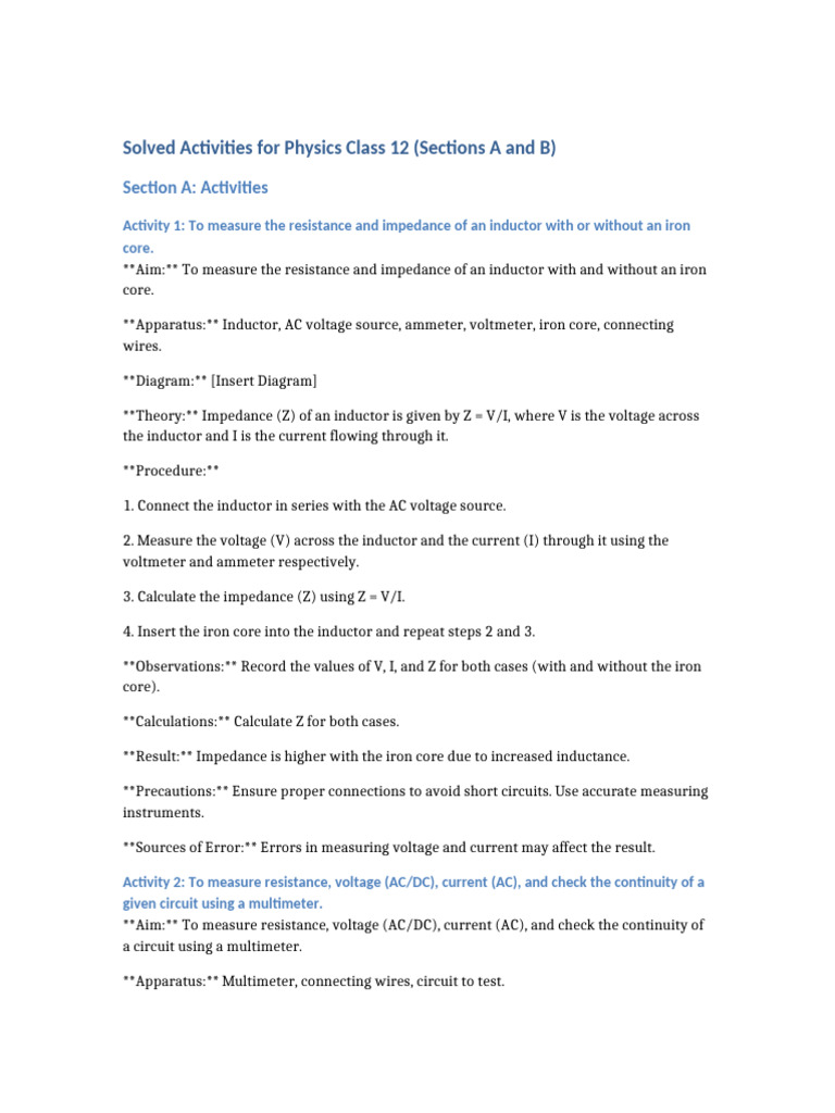 Solved Activities Physics Class12 | PDF | Inductor | Electrical Impedance