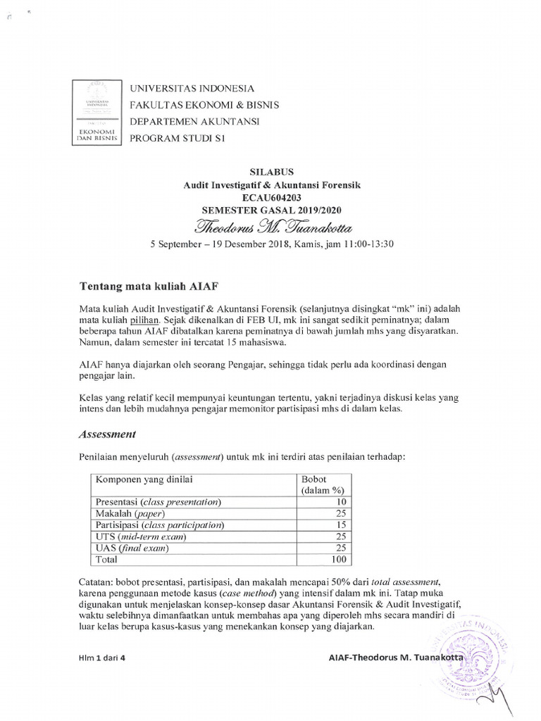 Audit Investigasi Dan Akuntansi Forensik UI Tuanakotta | PDF