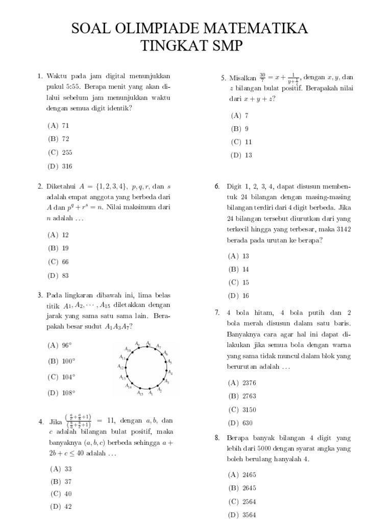 Latihan Soal OSN SMP | PDF