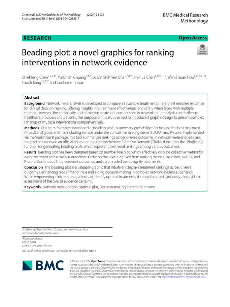 Beading Plot- A Novel Graphics for Ranking Interventions in Network ...