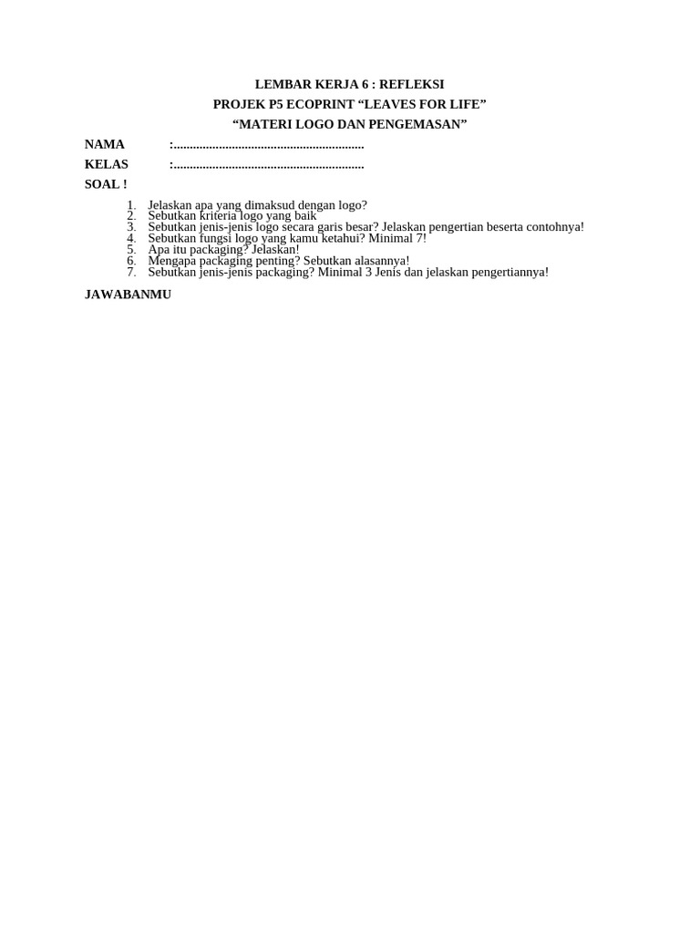 LK 6-Hari Ke 6 (Logo Dan Kemasan) | PDF
