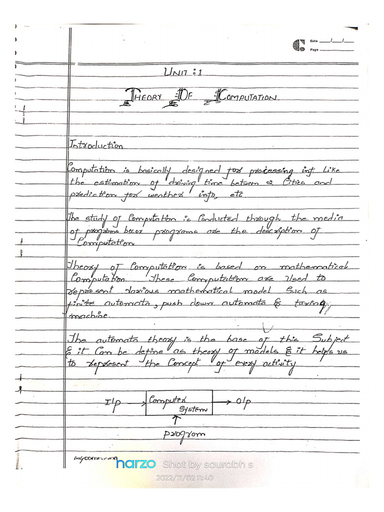 Toc Unit Notes 1 4. | PDF