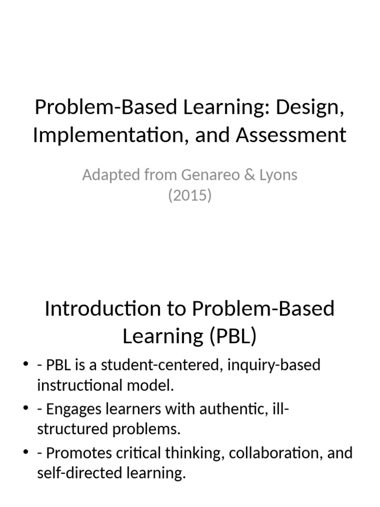 Problem Based Learning | PDF | Educational Assessment | Cognition