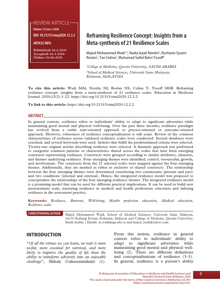 Reframing Resilience Concept Insights FR | PDF | Psychological ...